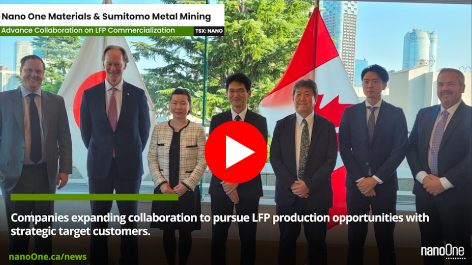 Nano One and Sumitomo Metal Mining Advance Collaboration on LFP Commercialization - USA Today